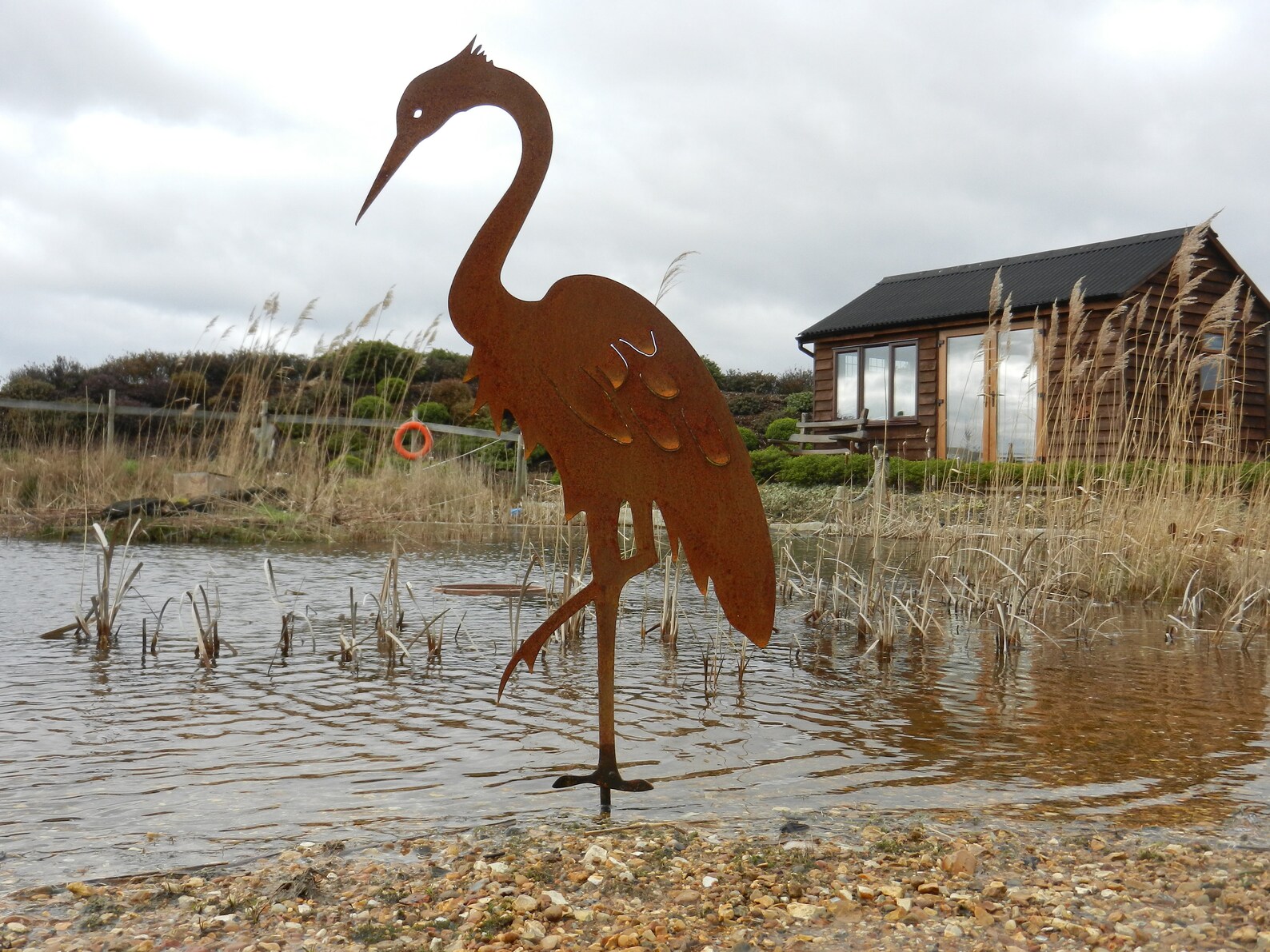 Heron Decor / Rusty Metal Sculpture / Metal Garden Sculpture / Rusty ...