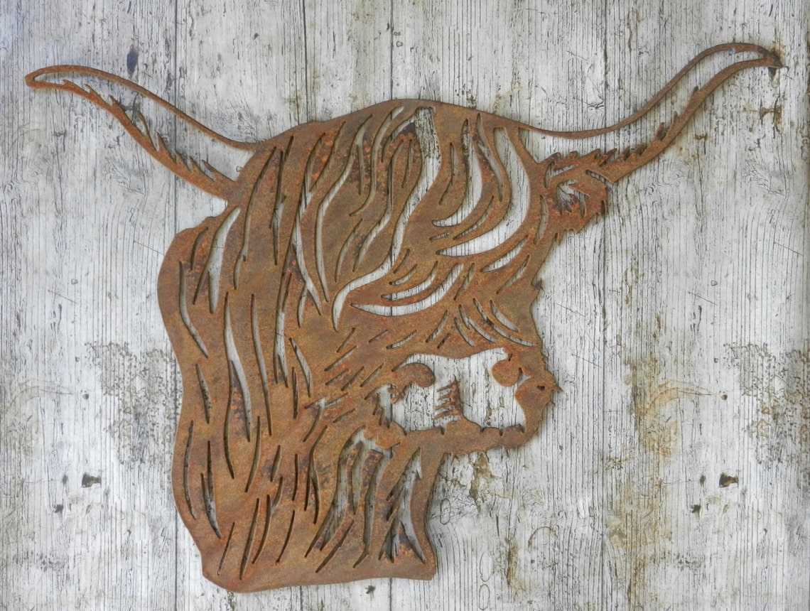 Highland Cow Wall Decor / Rusty Metal Highland Cow Garden | Etsy