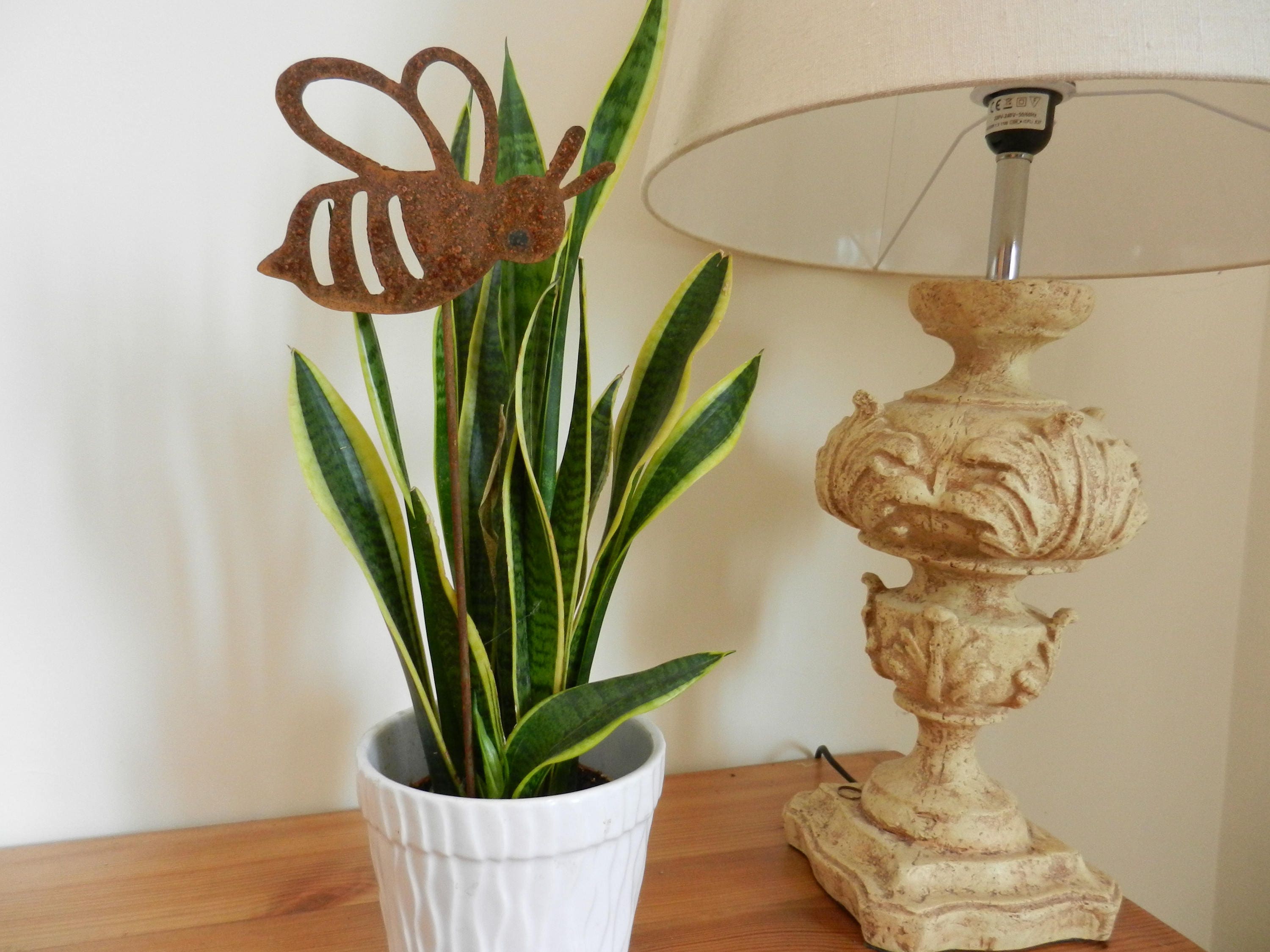 Bee Indoor Plant Stake / Rustic Home Decor / Bumble Bee Plant Pot Decor ...