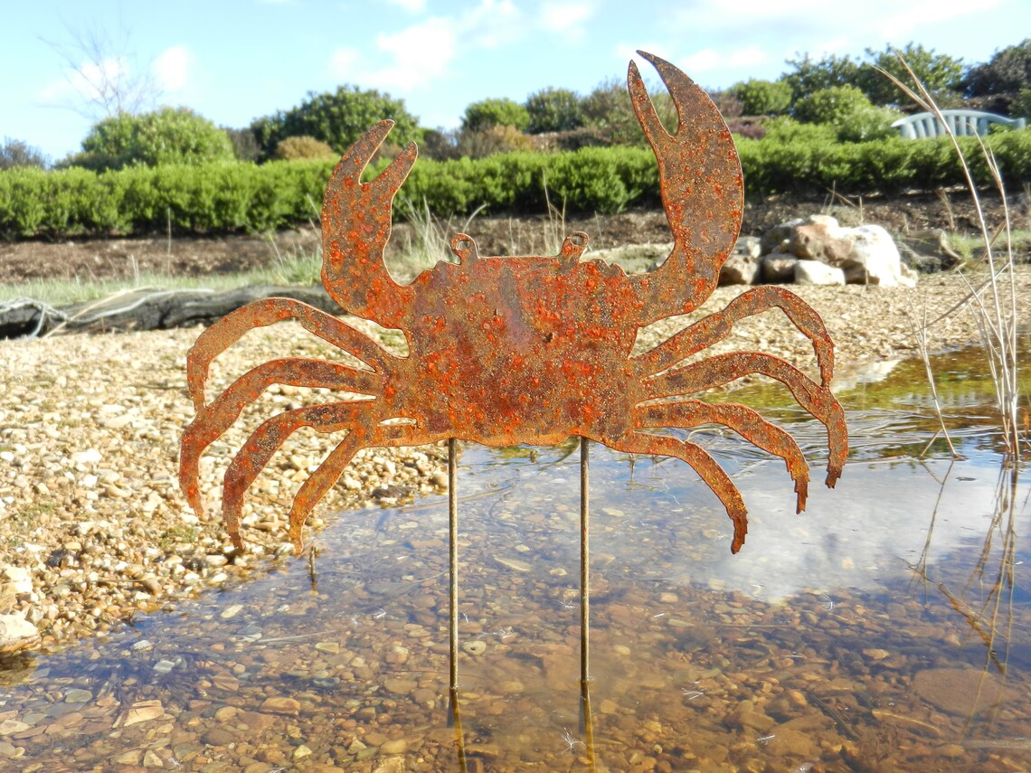 Rusty Crab Seaside Decor / Rusty Metal Crab Sculpture / Rusty Crab ...