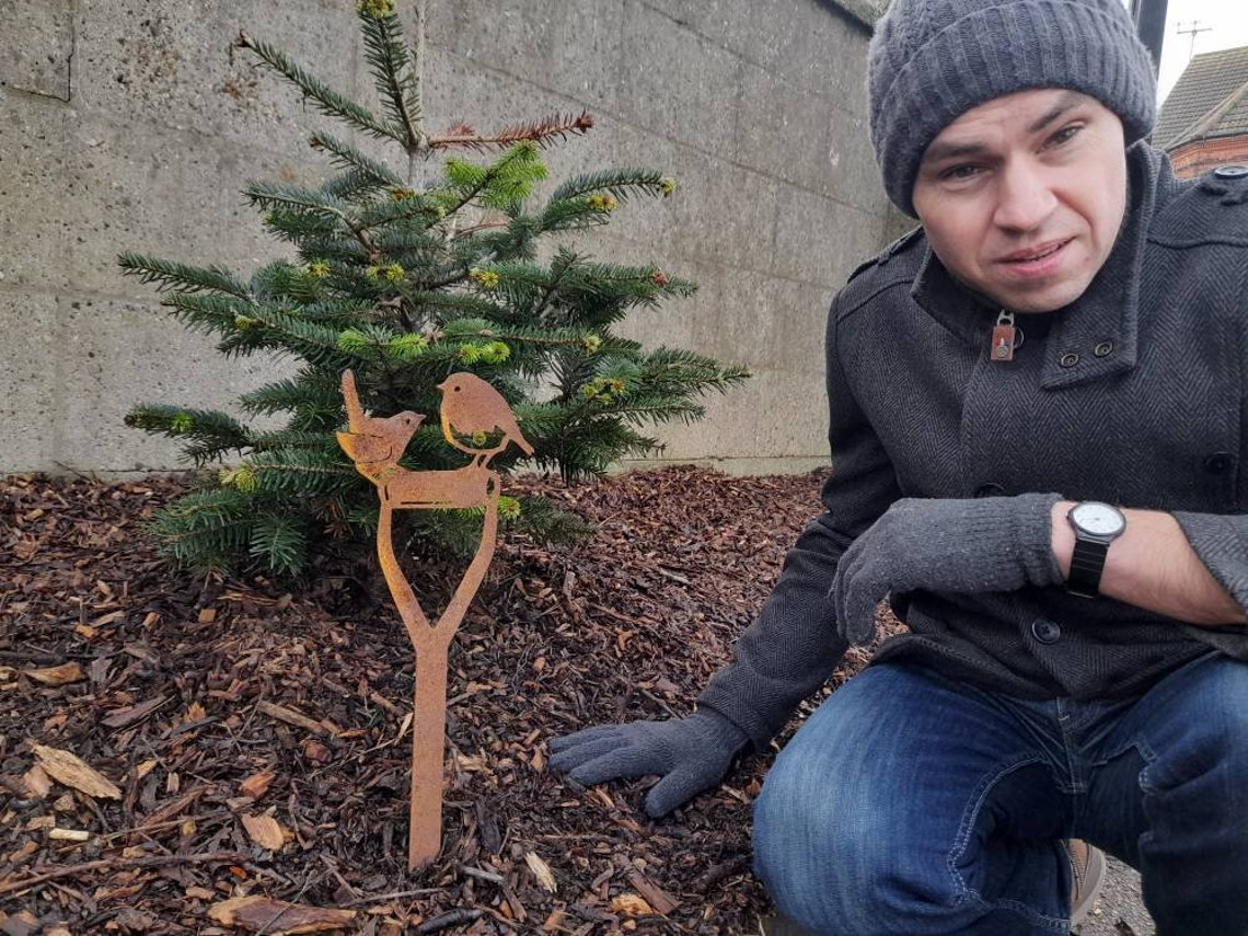 Robin With Wren on Spade Garden Decoration / Bird Garden Gift - Etsy UK