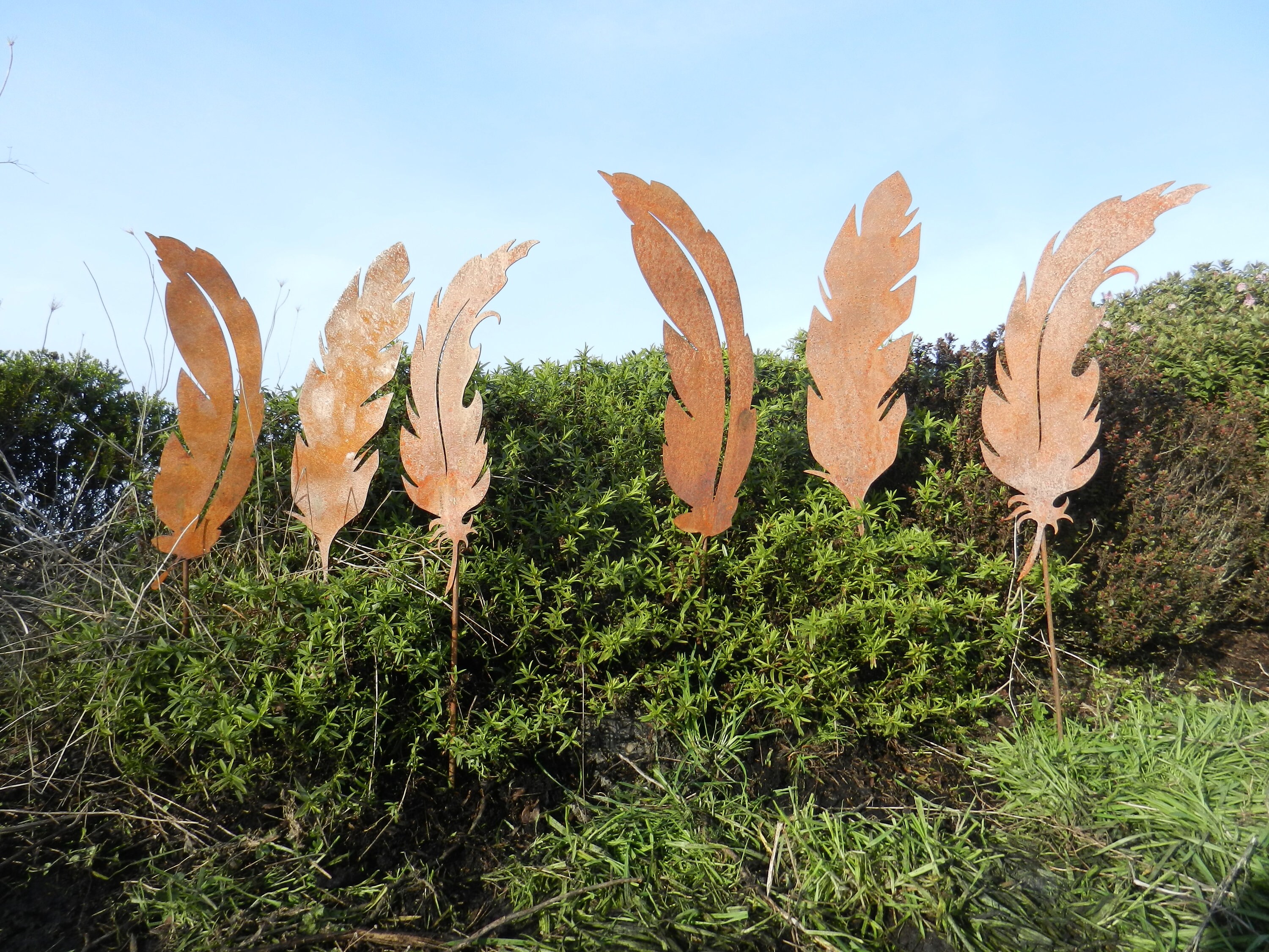 Rusty Metal Feather Set of 3 / Rustic Garden Art / Rusty - Etsy UK