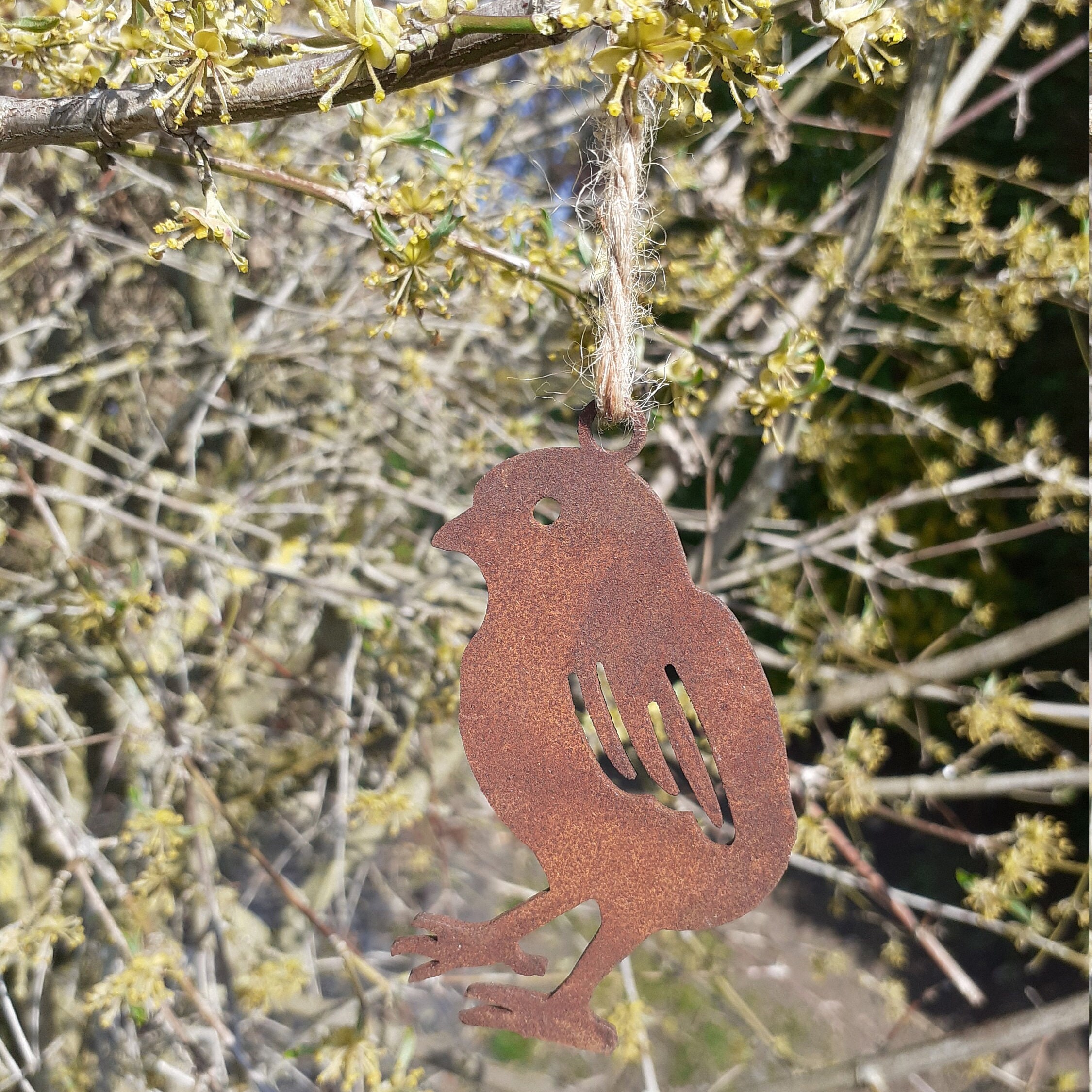 Rusty Metal Chick Hanging Decorations (set of 3) / Chicken Gift / Metal ...