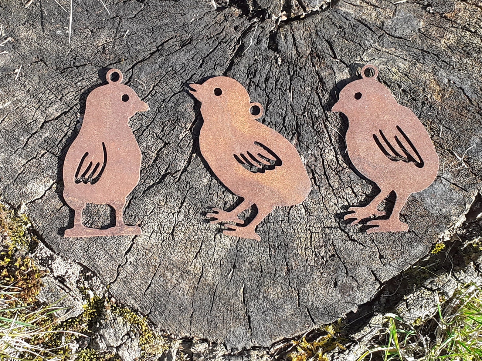 Rusty Metal Chick Hanging Decorations (set of 3) / Chicken Gift / Metal ...