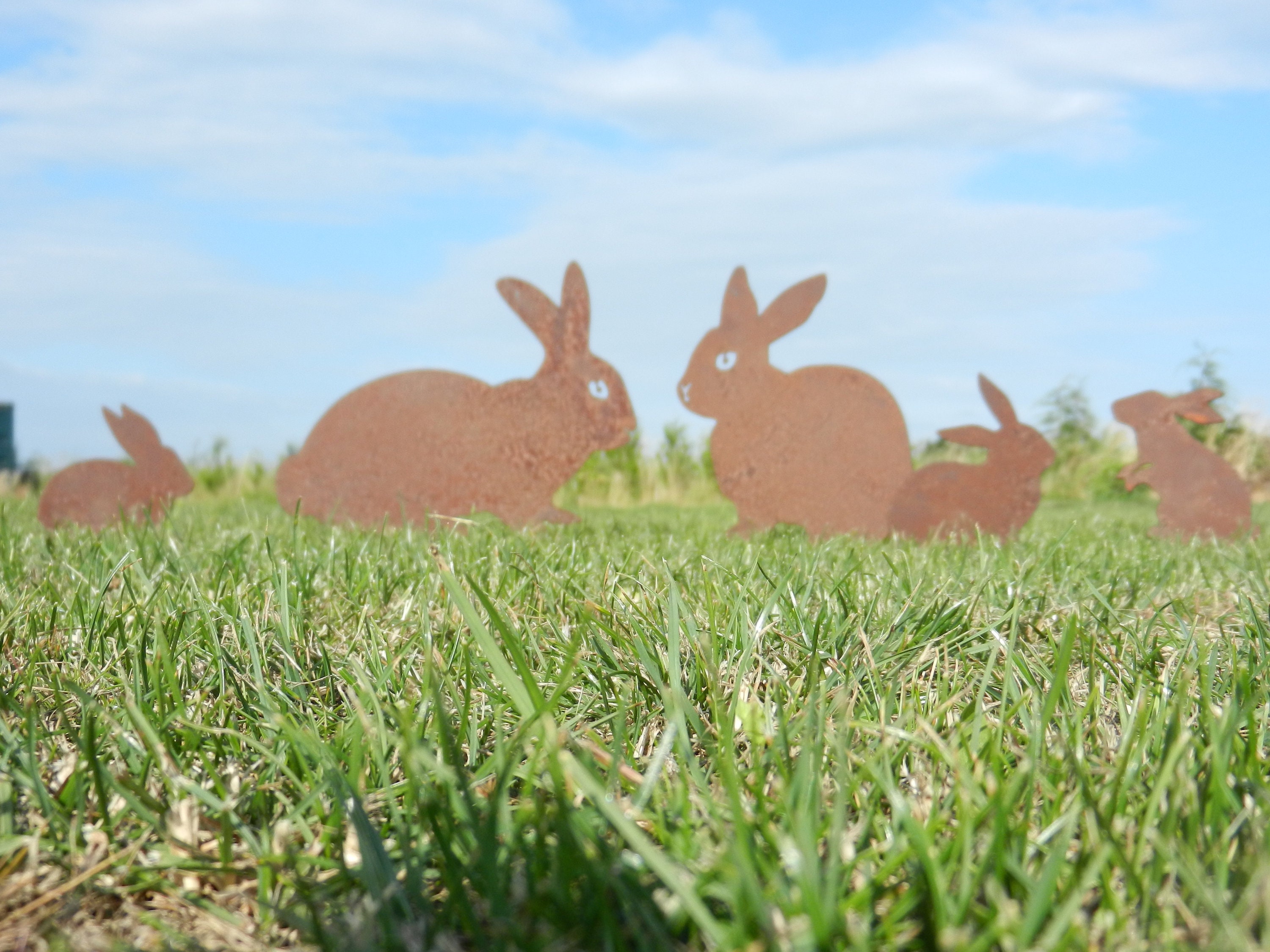 Rusty Metal Rabbits / Garden Ornament / Rabbit Art / Rabbit - Etsy UK