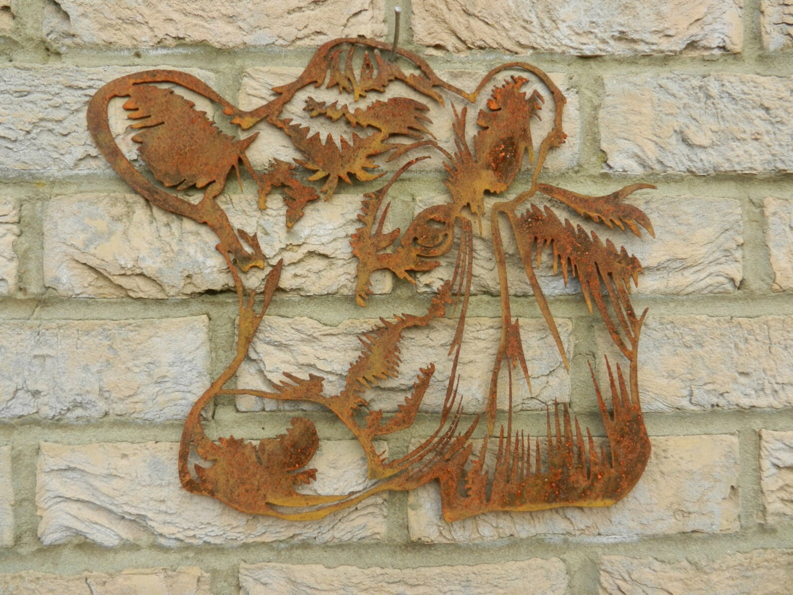 Cow Head / Rusty Metal Cow Garden Decor / Red Lincoln Cattle - Etsy UK