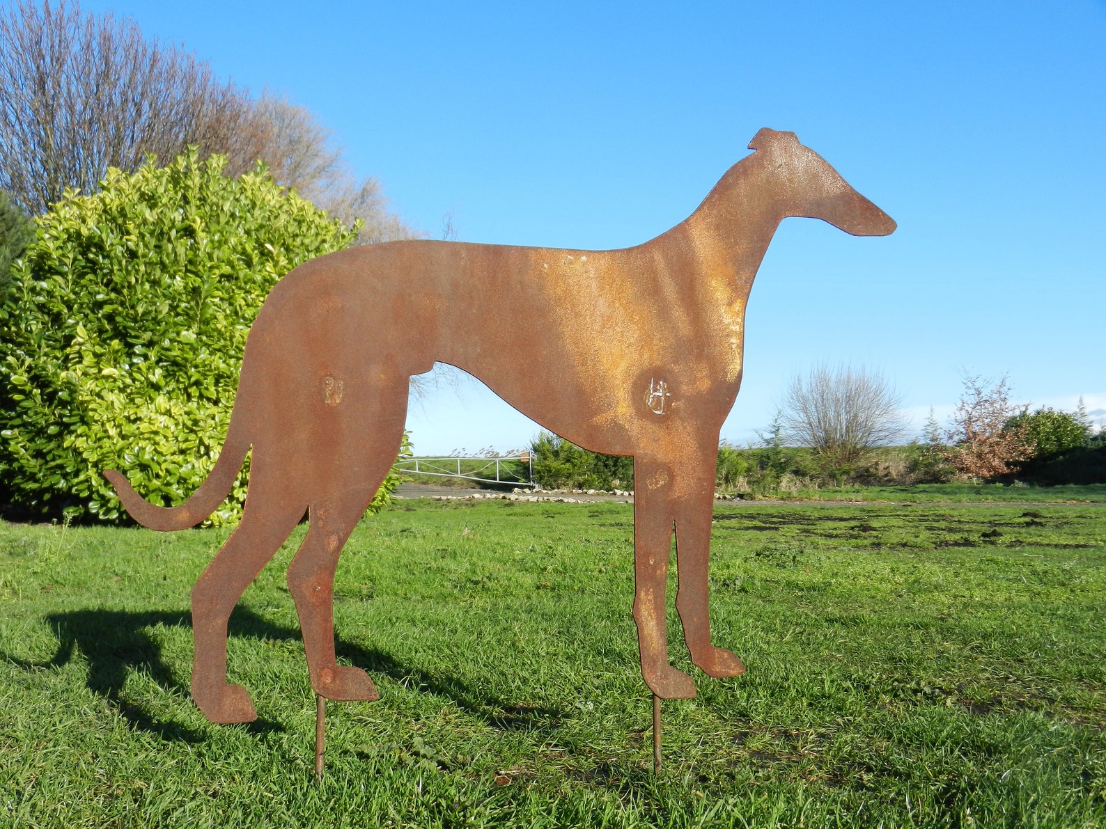 Rusty Metal Greyhound Garden Sculpture / Metal Greyhound Garden Art ...