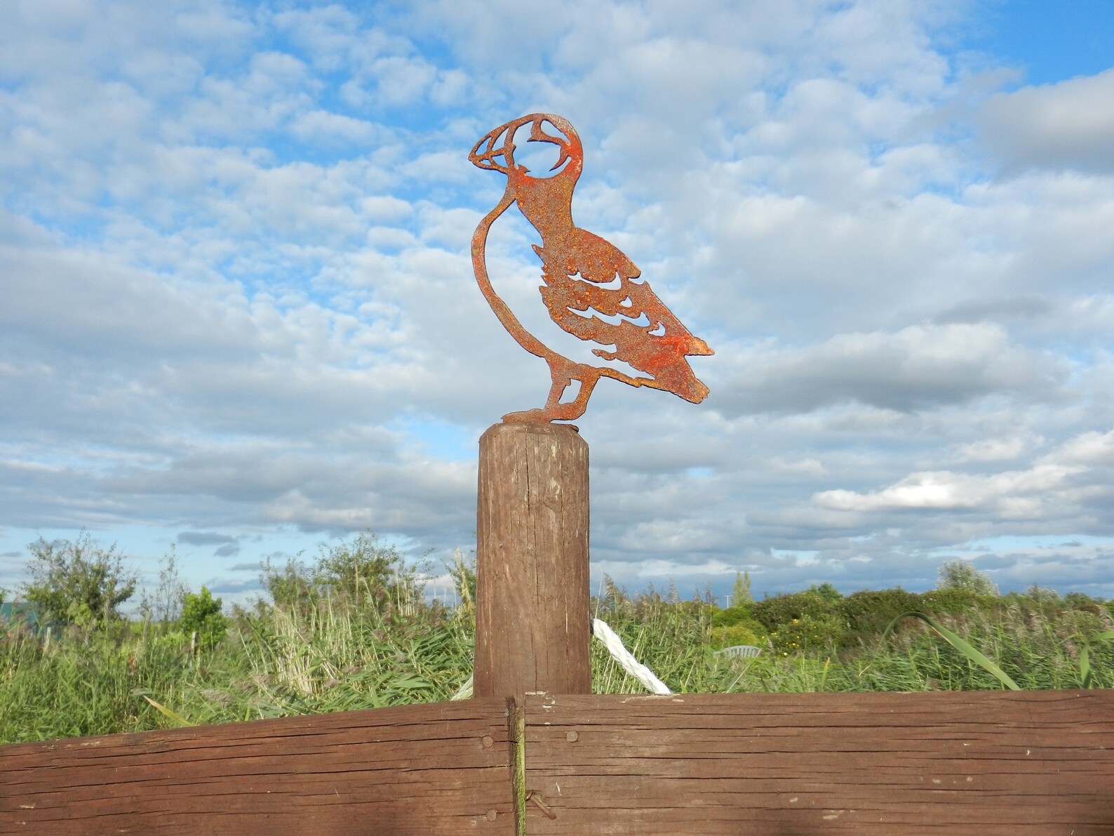 Rusty Metal Puffin Sculpture / Seabird Gift / Puffin Bird Post Topper ...