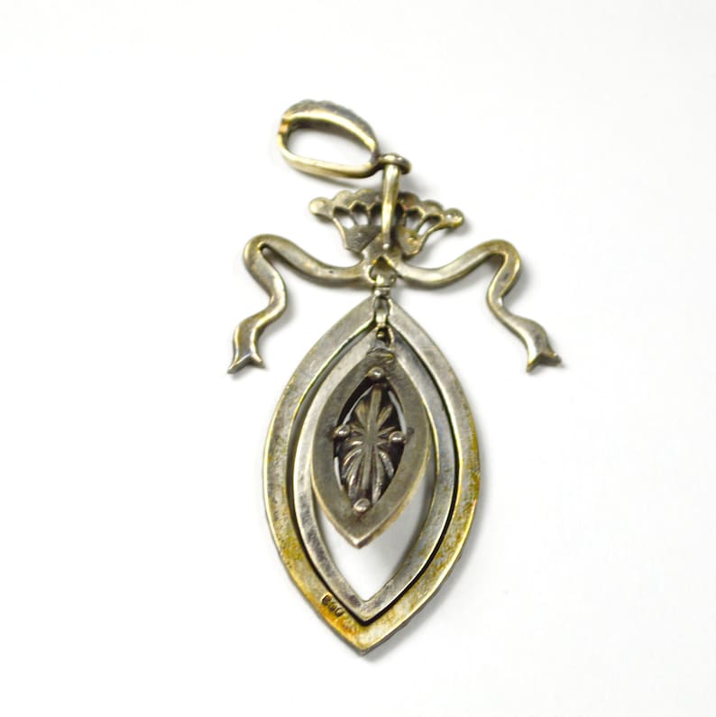 Antique Victorian French Sterling Silver Green Enamel and Paste Locket ...