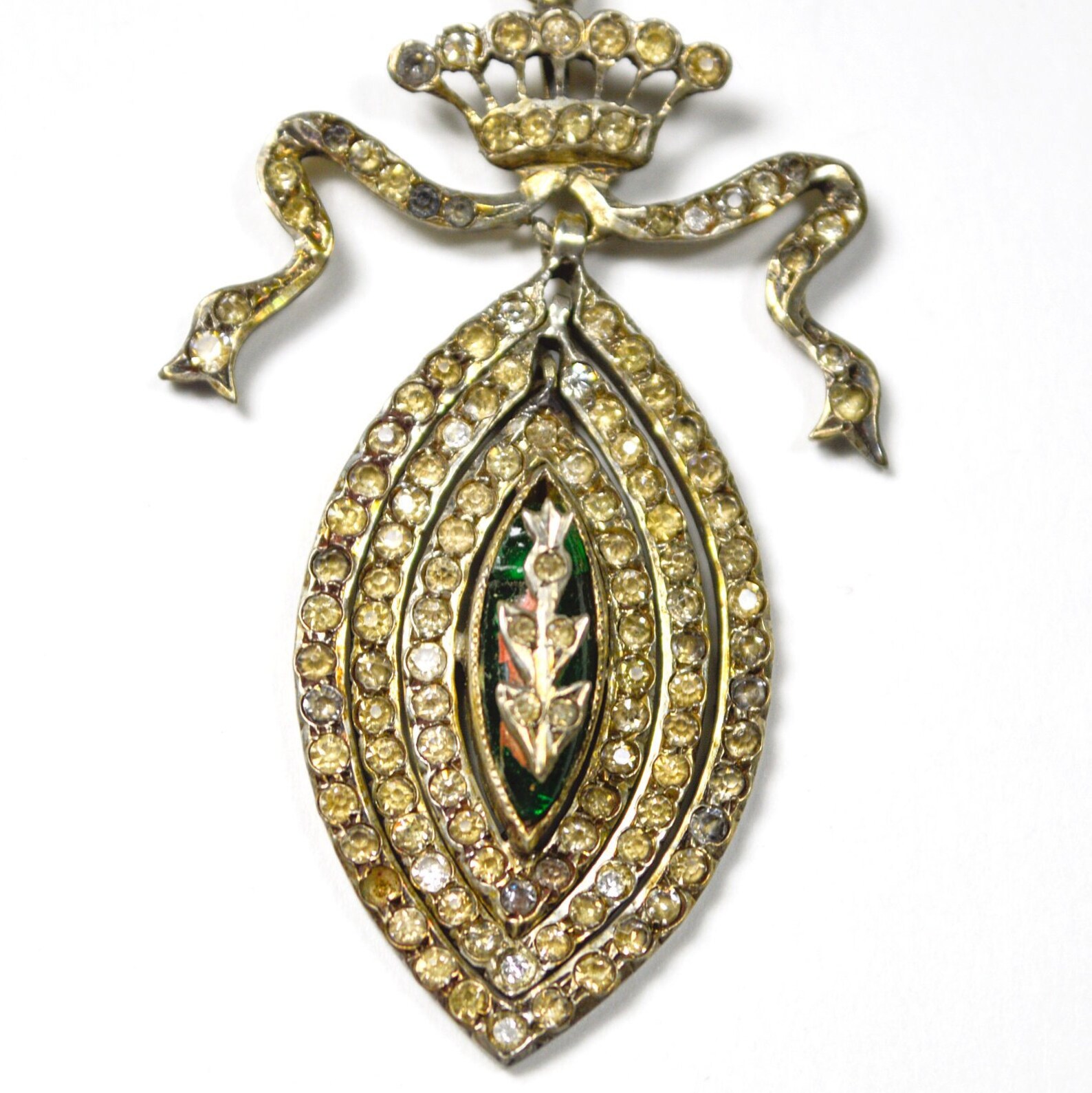 Antique Victorian French Sterling Silver Green Enamel and Paste Locket ...