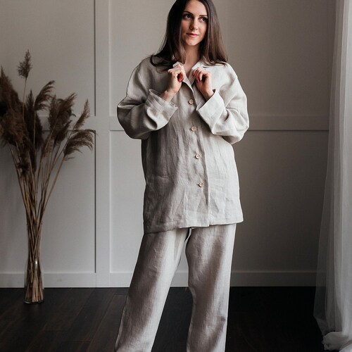 Pajama Set Linen Pajamas Pajama Set Women Linen Sleepwear - Etsy