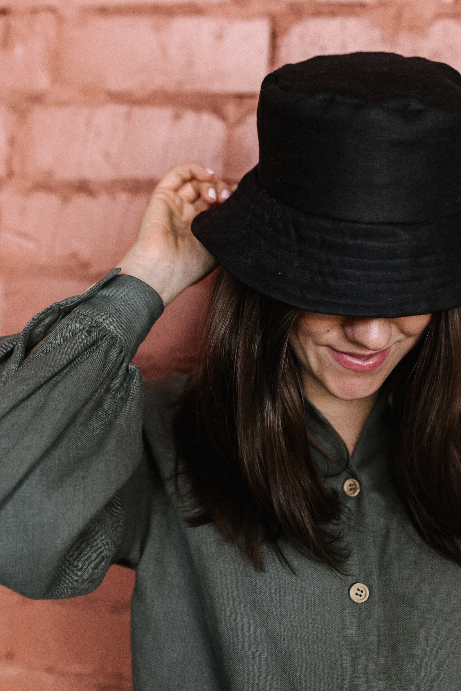 Linen Bucket Hat in Black Summer Linen Hat Bucket Hat Women - Etsy