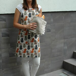 Cute Apron, Funny Cat Apron, Kitchen Apron, Aprons for Women, Linen ...