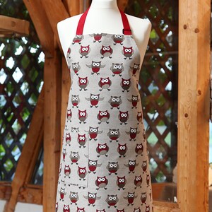 Linen Cotton Apron Owls Kitchen Apron Green Owls Cooking - Etsy