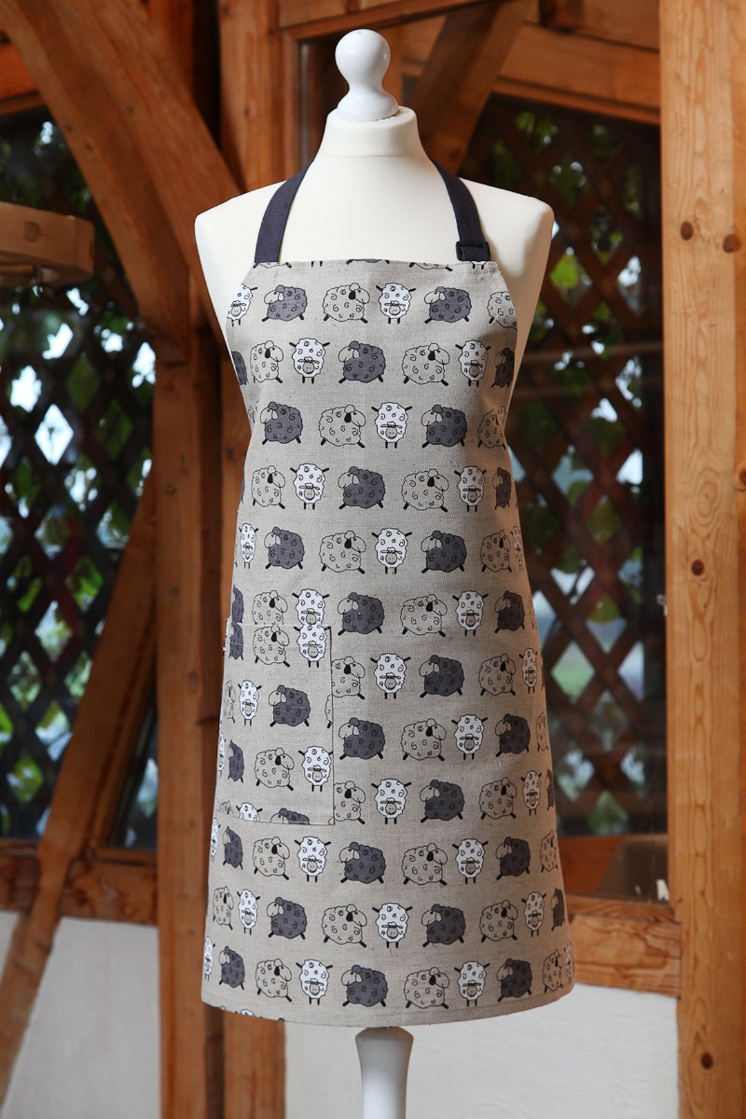 Linen Cotton Apron Sheep, Funny Kitchen Apron, Linen Apron for Women ...