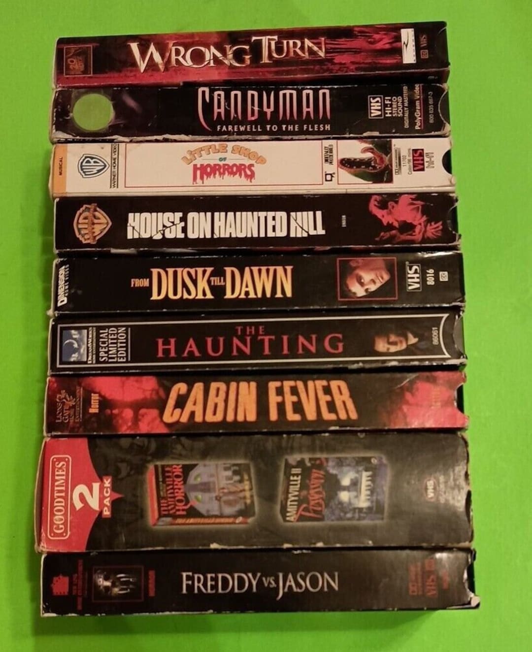 Horror VHS Lot 10 Tape Lot Freddy VS Jason Wrong Turn Amityville Horror ...