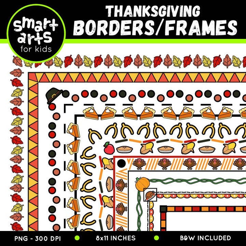 Thanksgiving Border Graphics - Etsy