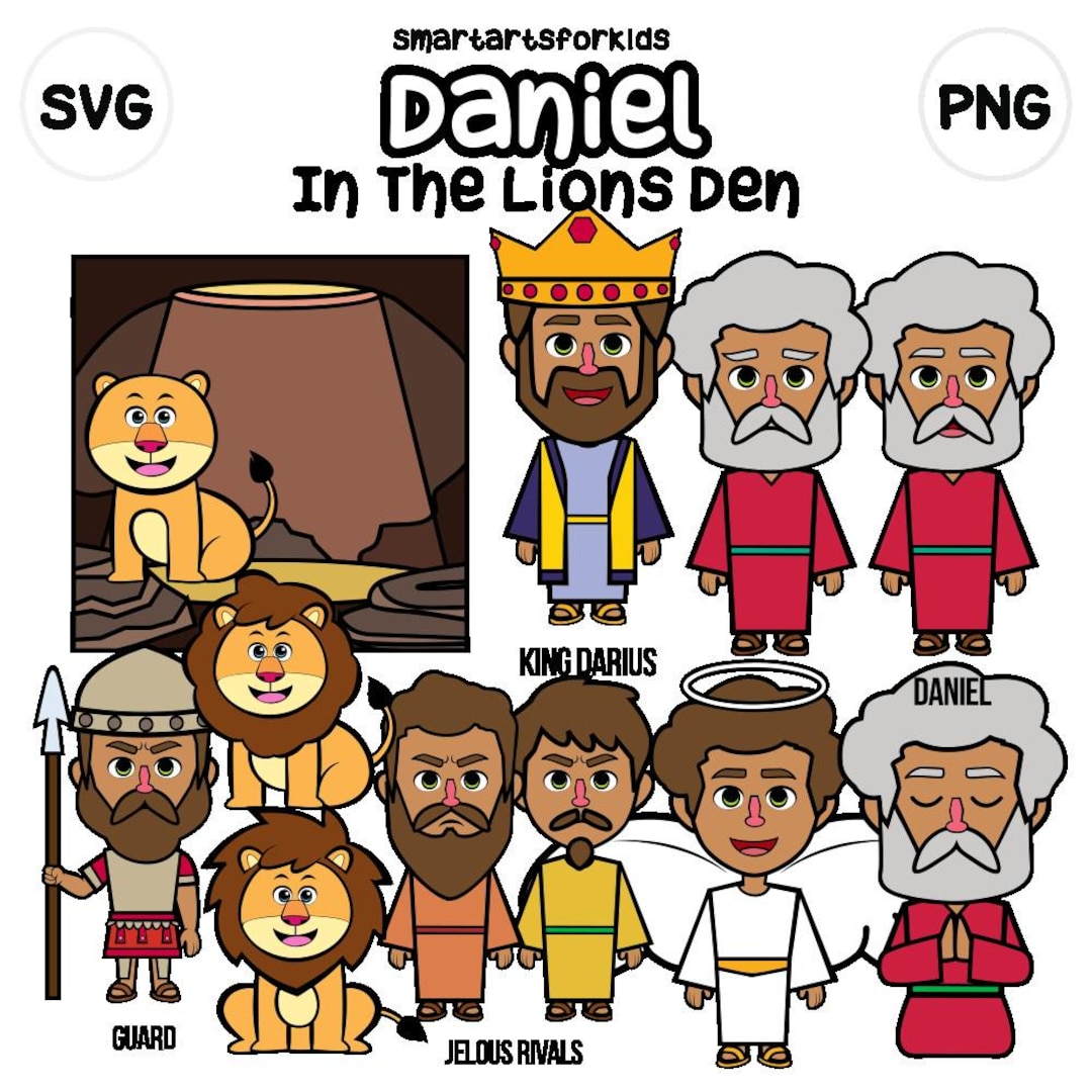 Daniel in the Lions Den Clip Art - Bible Based - Bible Characters - SVG ...