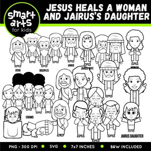 Jesus Heals a Woman and Jairus's Daughter Clipart - Bible Based - SVG ...