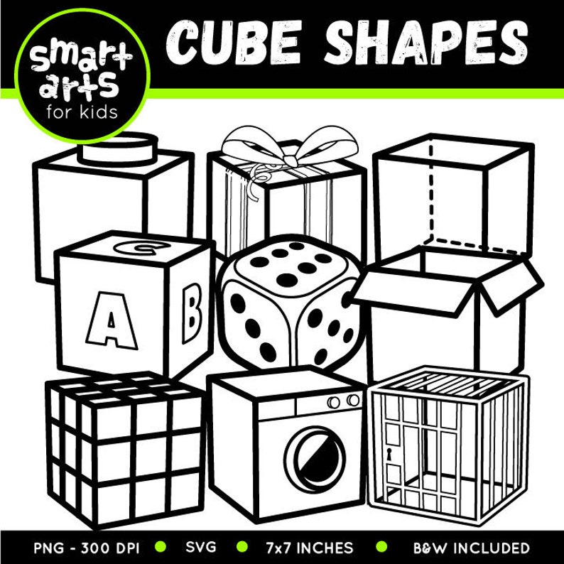 Cube Shapes Clip Art Cartoon Cube Cube Shapes Instant - Etsy