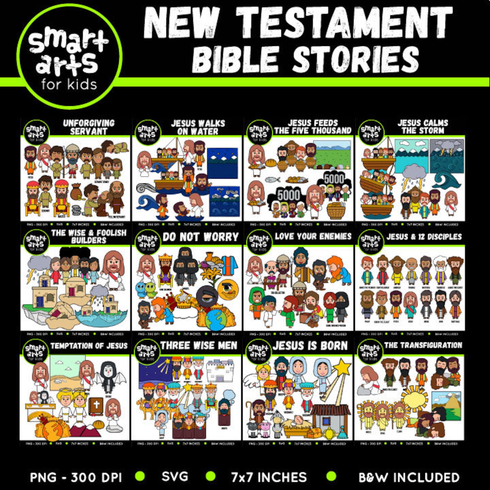 New Testament Bible Stories Clip Art Bundle Story for Kids - Etsy