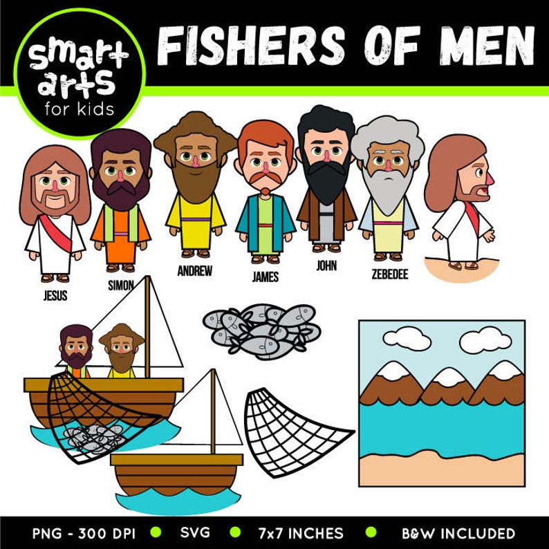 Fishers of Men Clipart Bible Based Bible Characters SVG | Etsy