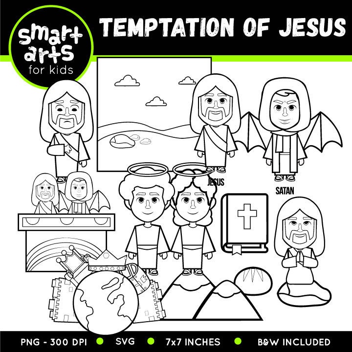 The Temptation of Jesus Clipart Bible Based Bible | Etsy UK