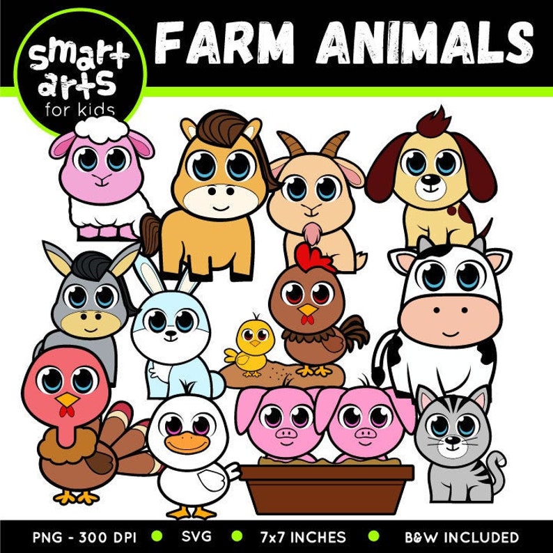 Farm Animals Clip Art Png Png Clipart Graphics Artwork - Etsy