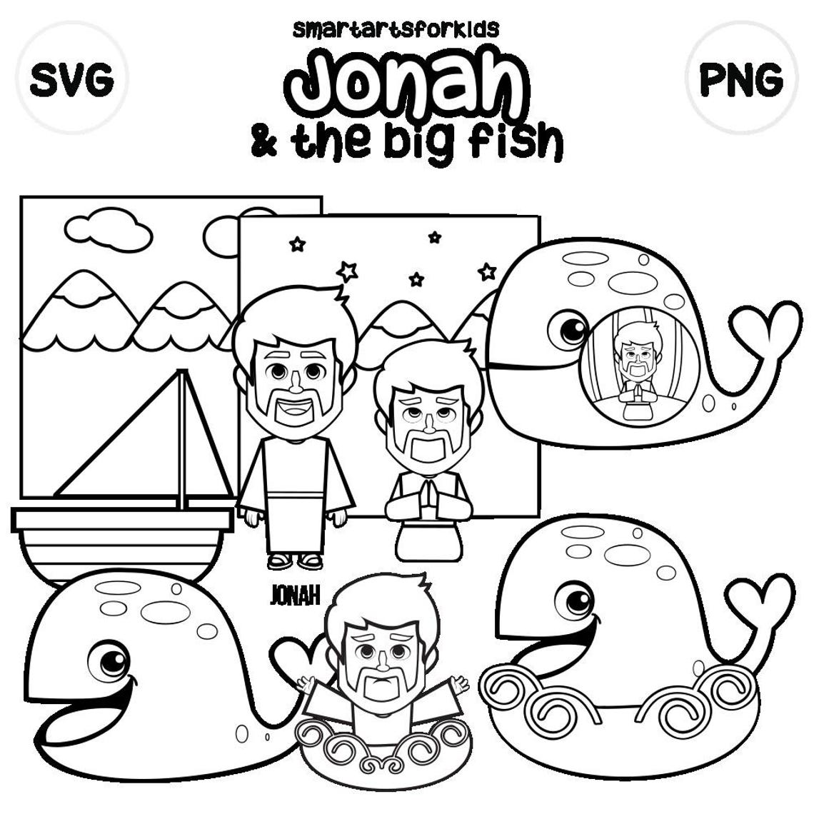 Jonah and the Big Fish Clip Art- Bible Based - Bible Characters - Jonah ...