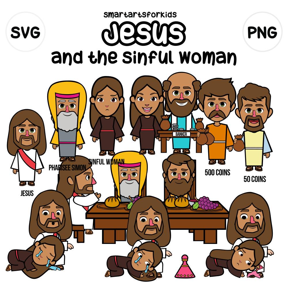 Jesus and the Sinful Woman - Bible Based - Bible Characters - SVG ...