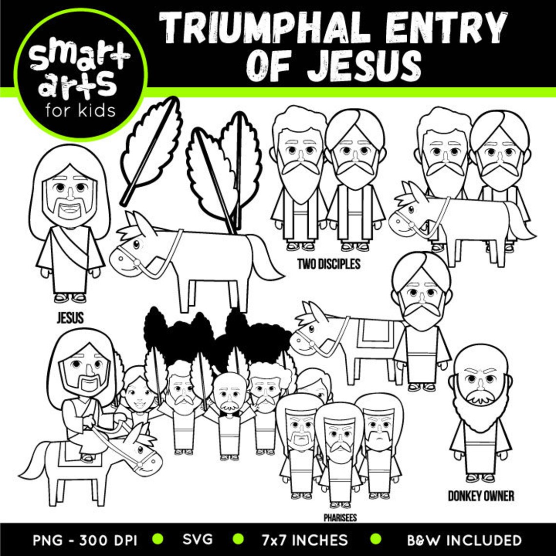 The Triumphal Entry of Jesus Clipart - Bible Based - Bible Characters ...