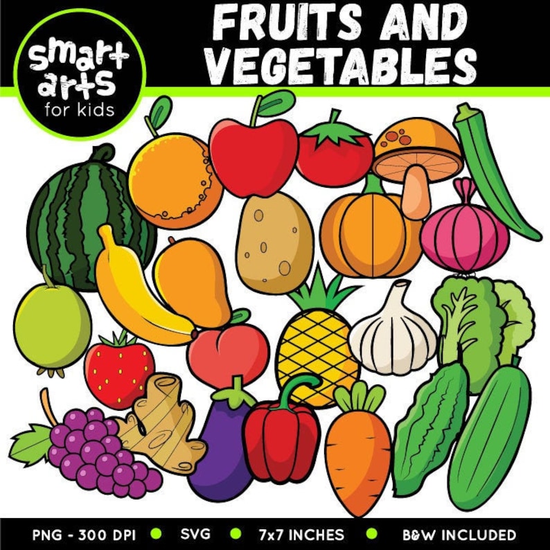 Fruits and Vegetables Clip Art Vegetables Instant Download - Etsy