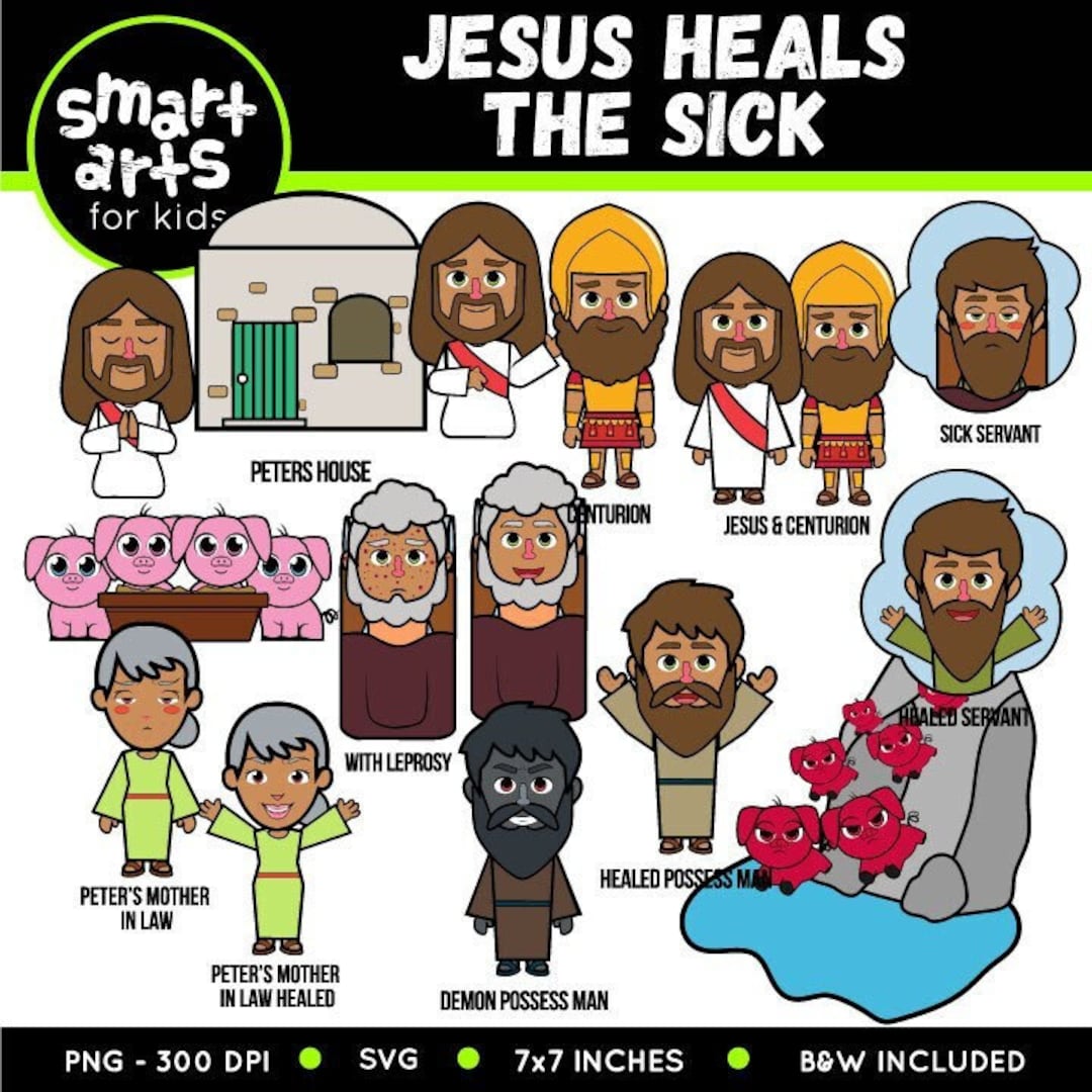 Jesus Heals the Sick Clip Art - Bible Based - Bible Characters - SVG ...