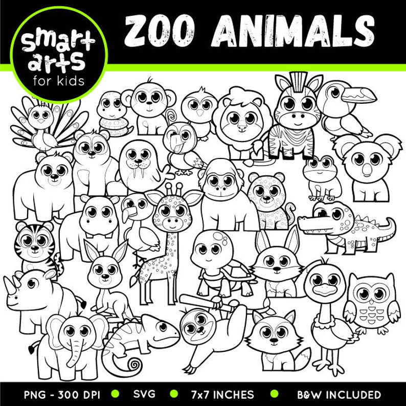 Zoo Animals Clip Art png png clipart graphics artwork | Etsy