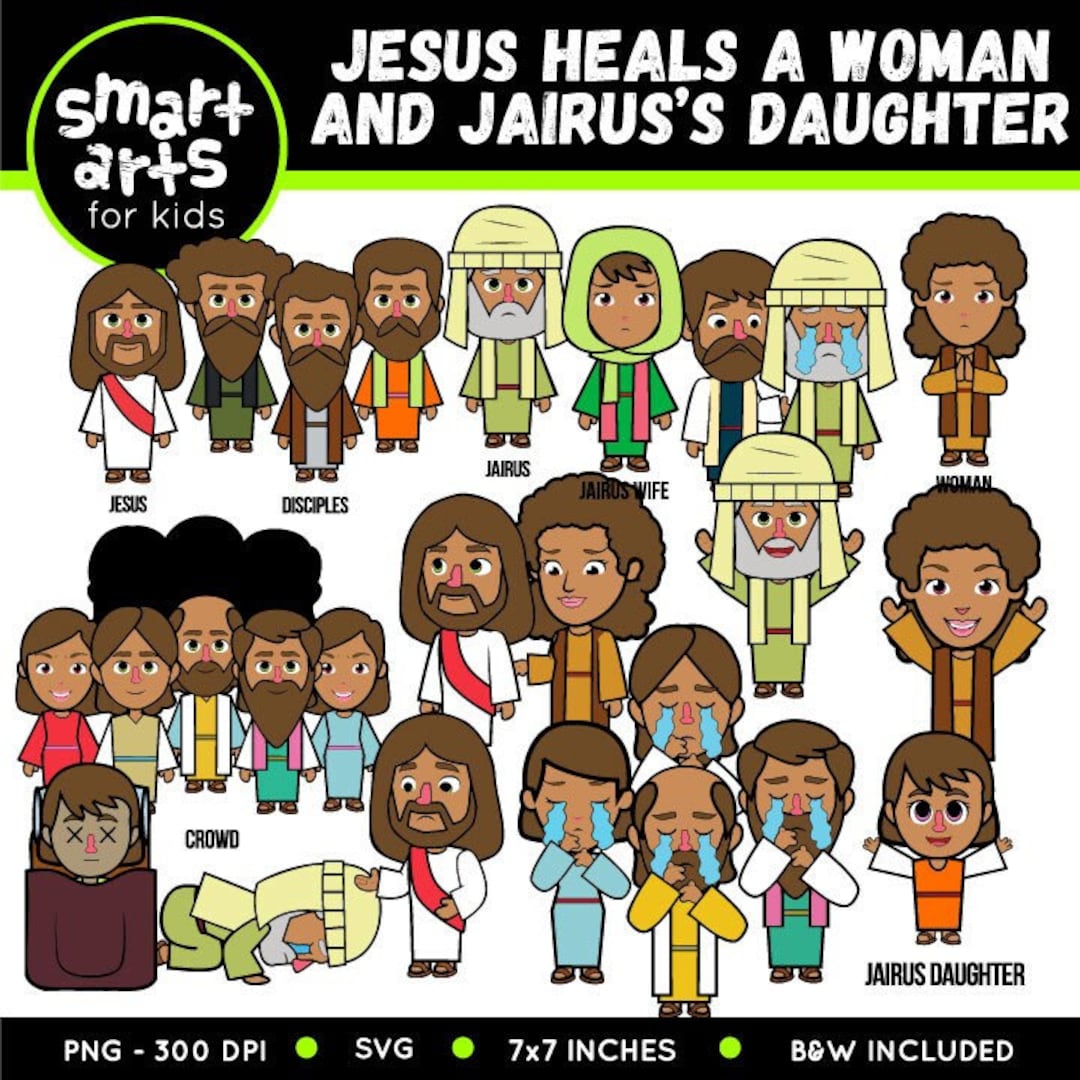 Jesus Heals a Woman and Jairus's Daughter Clipart - Bible Based - SVG Cricut - Png Clip Arts ...