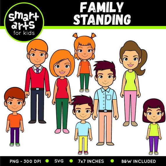 Family Standing Clip Art Family Members Family Clips SVG | Etsy