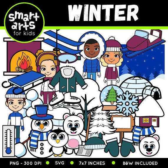 Winter Clip Art Set Winter Svg Cut Files Winter Clipart | Etsy