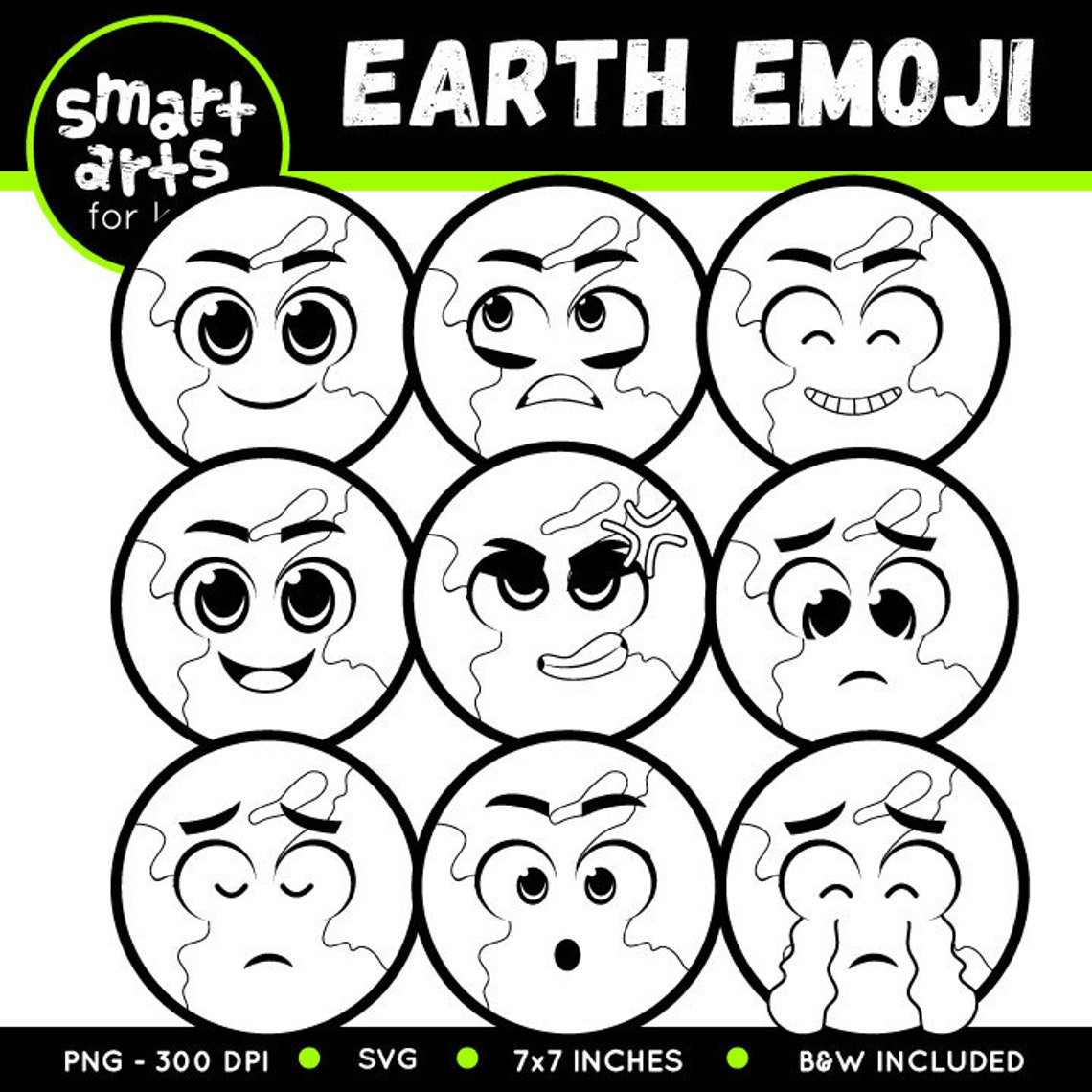 Earth Emoji Clip Art Cartoon Instant Download SVG | Etsy