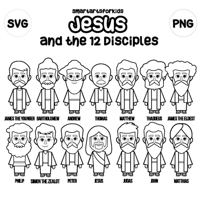 Jesus and 12 Disciples Clip Art - 12 Disciples - Bible Based - Bible ...