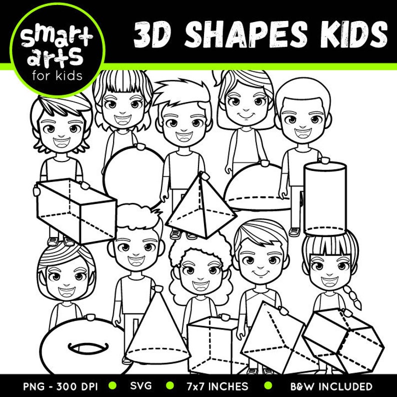 Math 3D Shapes Kids Clip Art Cartoon Instant Download - Etsy