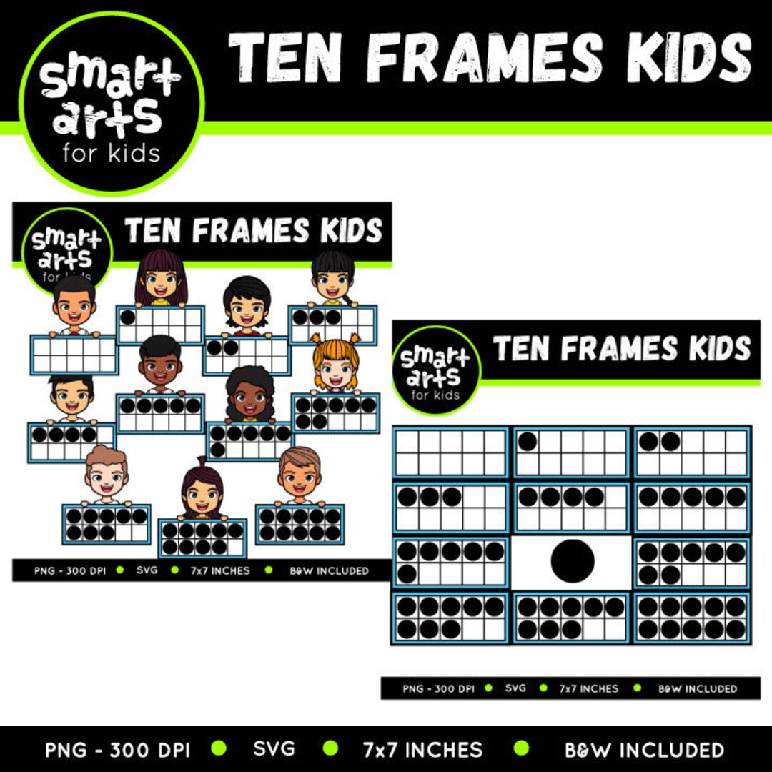 Ten Frames Kids Clip Art Cartoon Digital Graphics Instant - Etsy