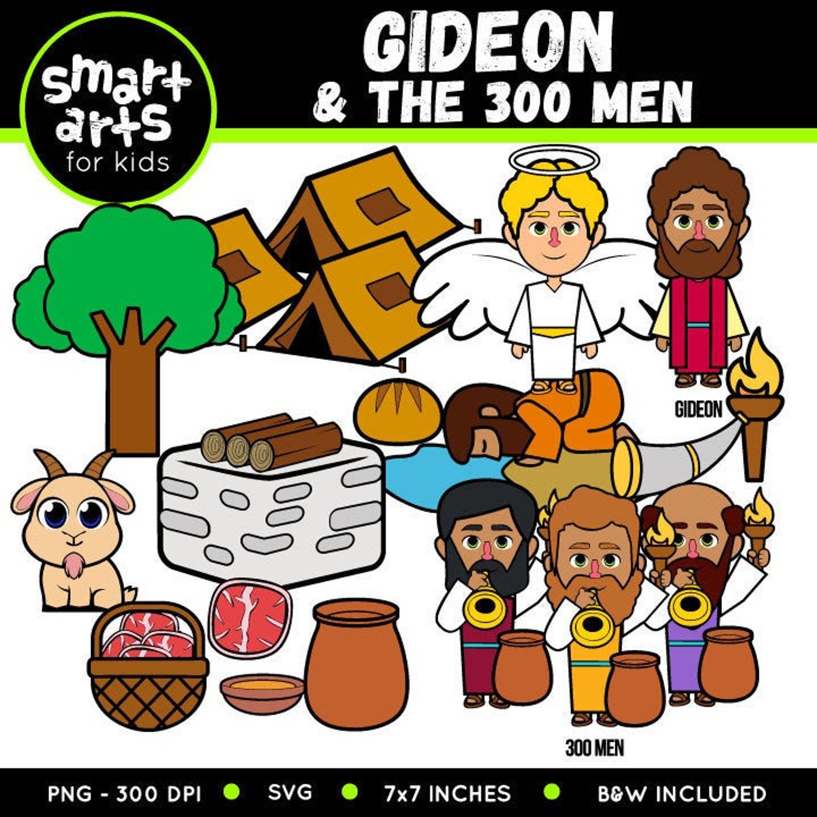 Gideon and the 300 Men Clip Art Bible Based Bible - Etsy