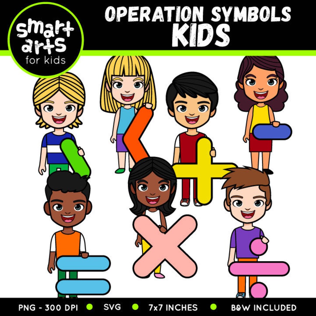 Operation Symbols Kids Clip Art Cartoon Digital Graphics - Etsy