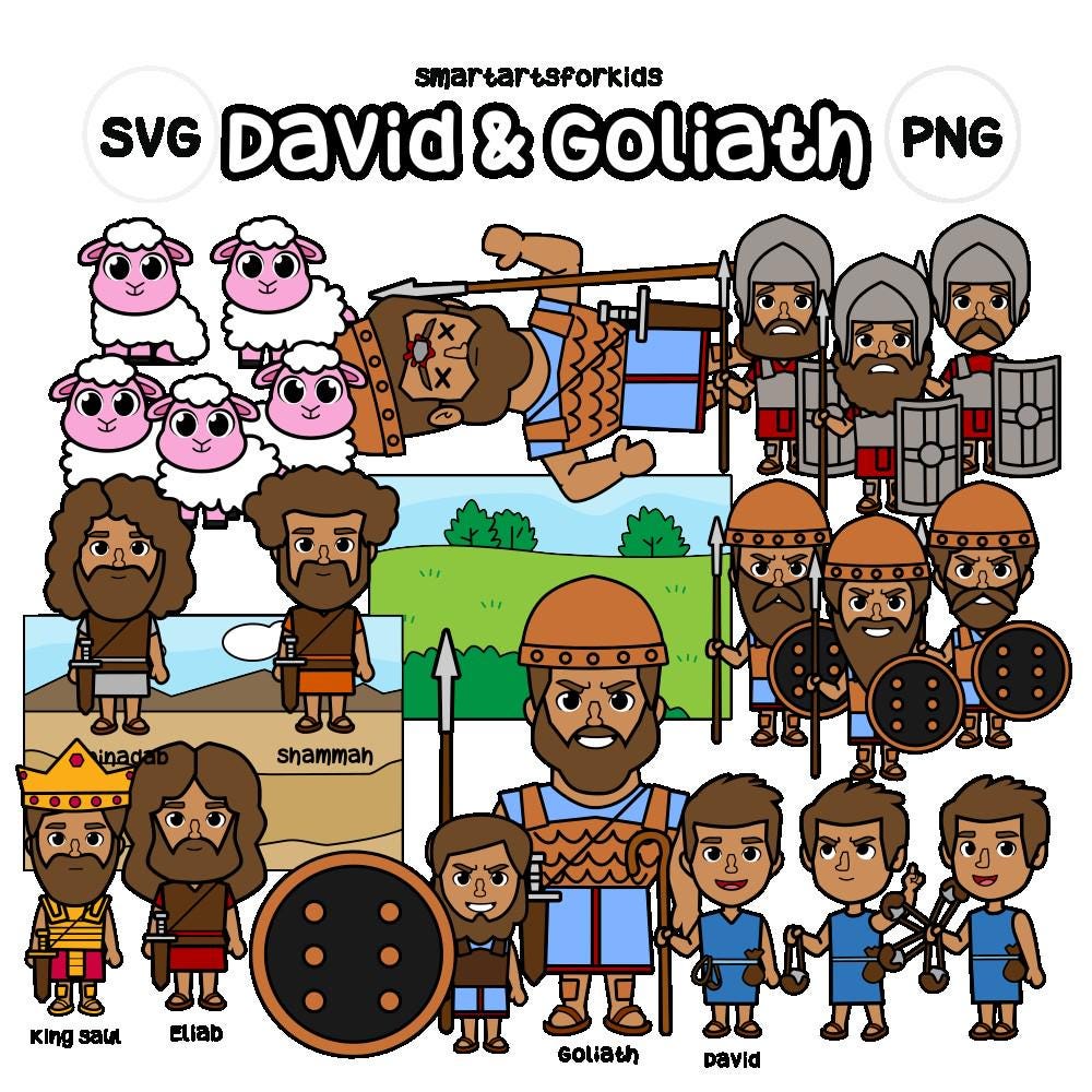 David and Goliath Clip Art - Bible Based - Bible Characters - SVG ...