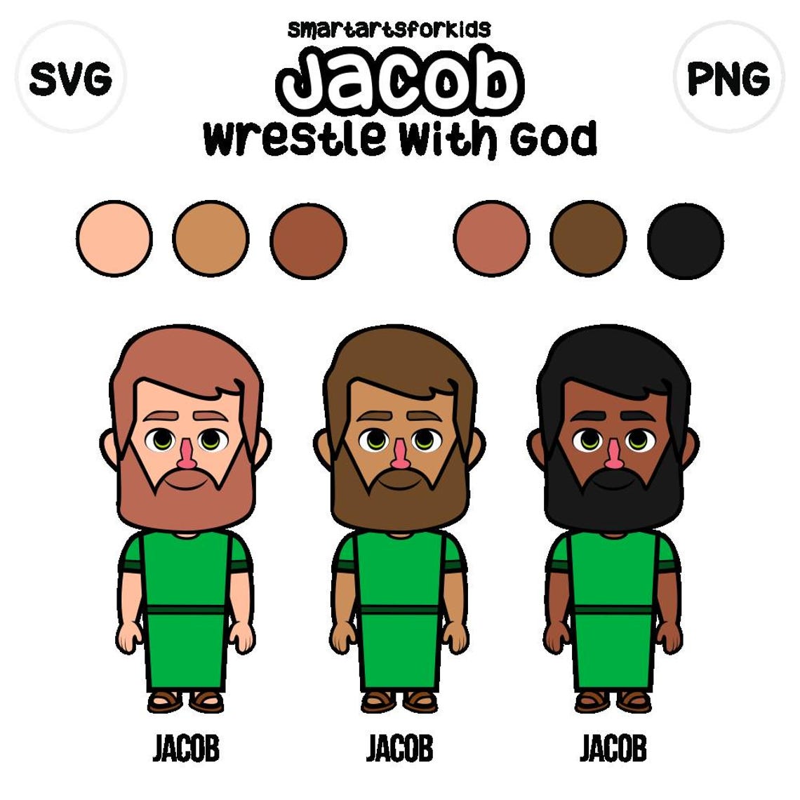 Jacob Wrestle With God Clip Art- Bible Based - Bible Characters - VBS ...