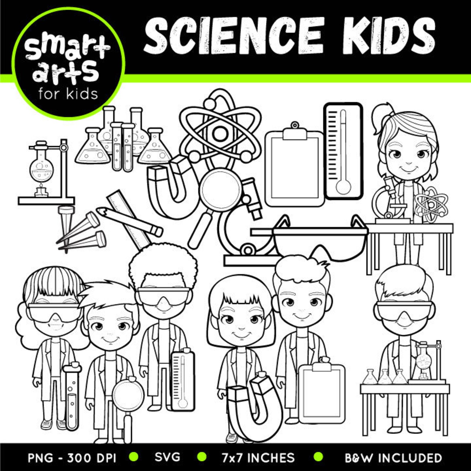 Science Kids Clip Art Scientist Science Objects SVG | Etsy