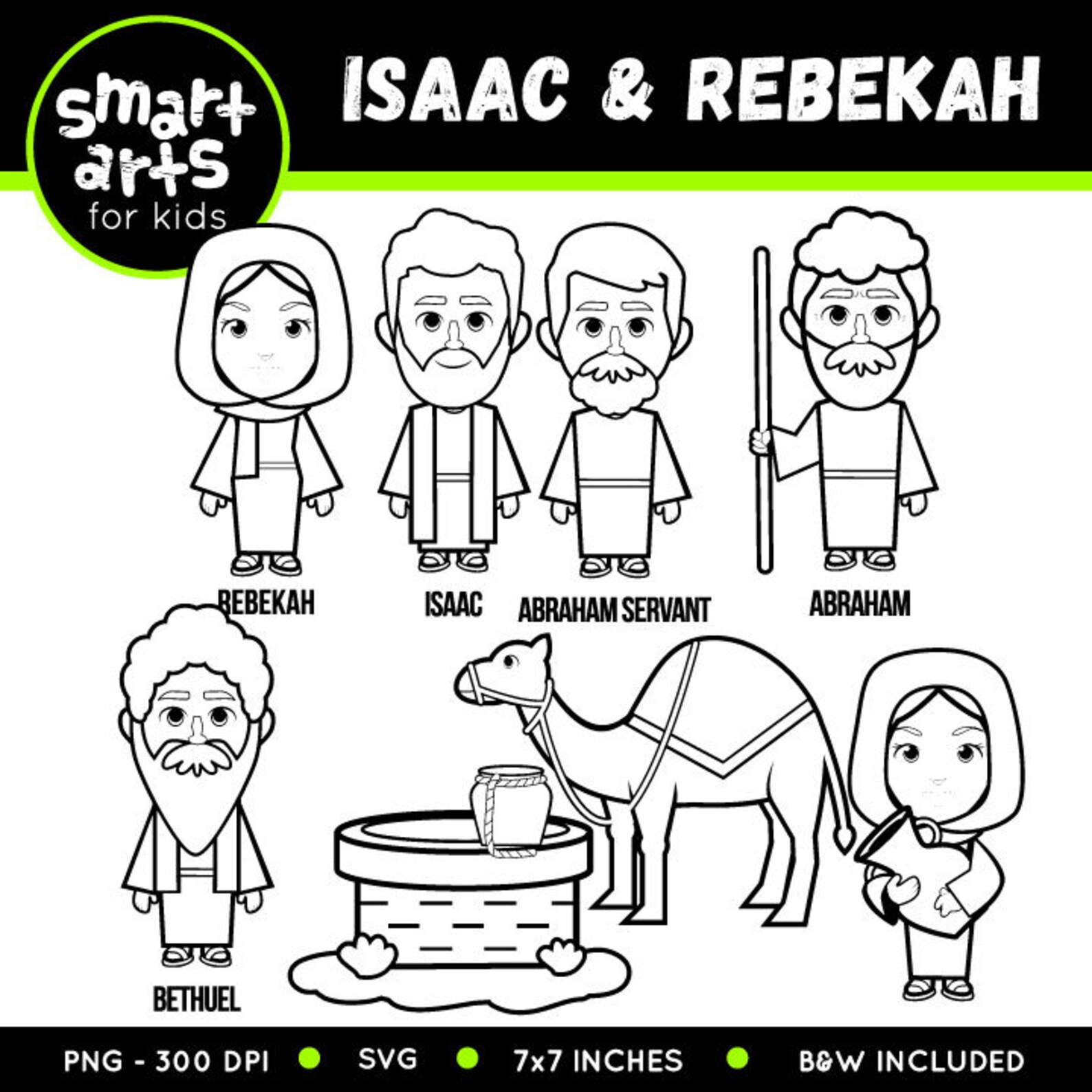 Isaac and Rebekah Clip Art Bible Based Bible Characters VBS Instant ...