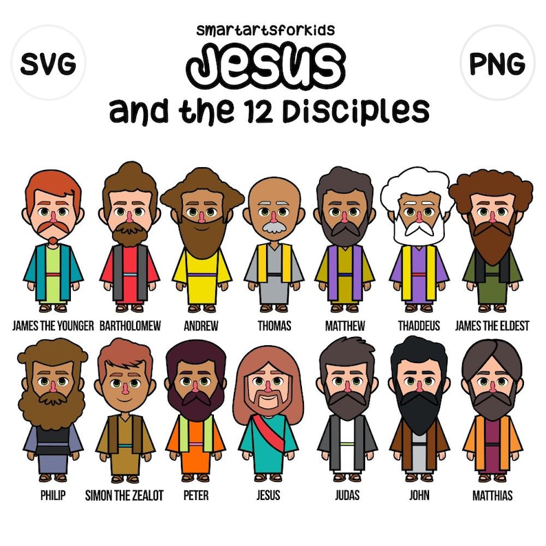 Jesus and 12 Disciples Clip Art - 12 Disciples - Bible Based - Bible ...