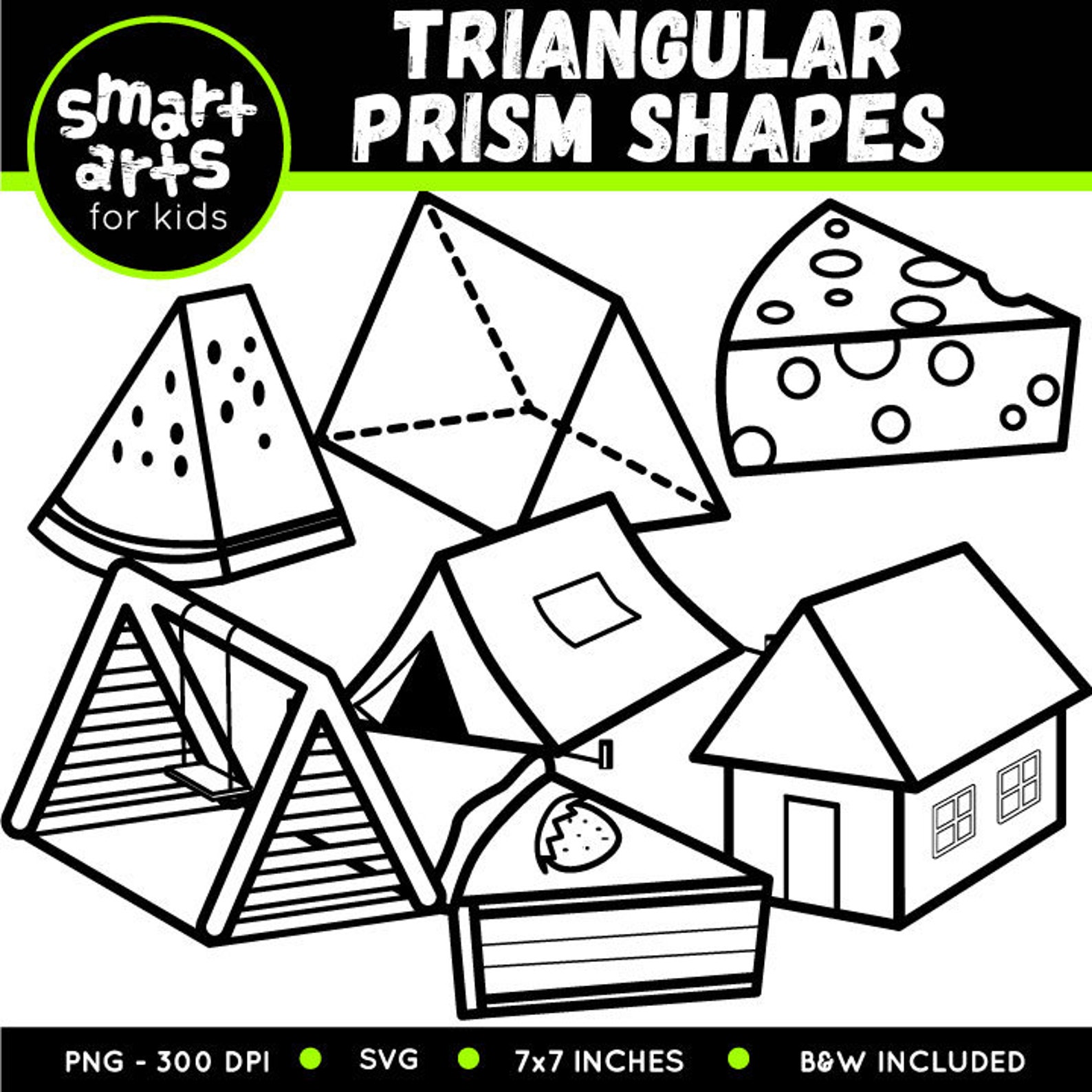 Triangular Prism Shapes Clip Art Digital Graphics - Etsy