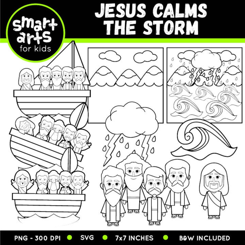 Jesus Calms the Storm Clipart Bible Based Bible Characters - Etsy